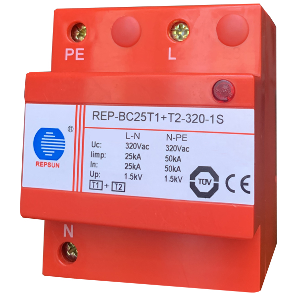 Combination T1+T2 SPD lightning surge protector for power supply system